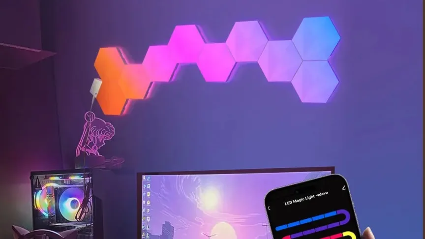 Banqcn Led Panels Hexagon Smart Rgb Wall Lights App Remote Control ...