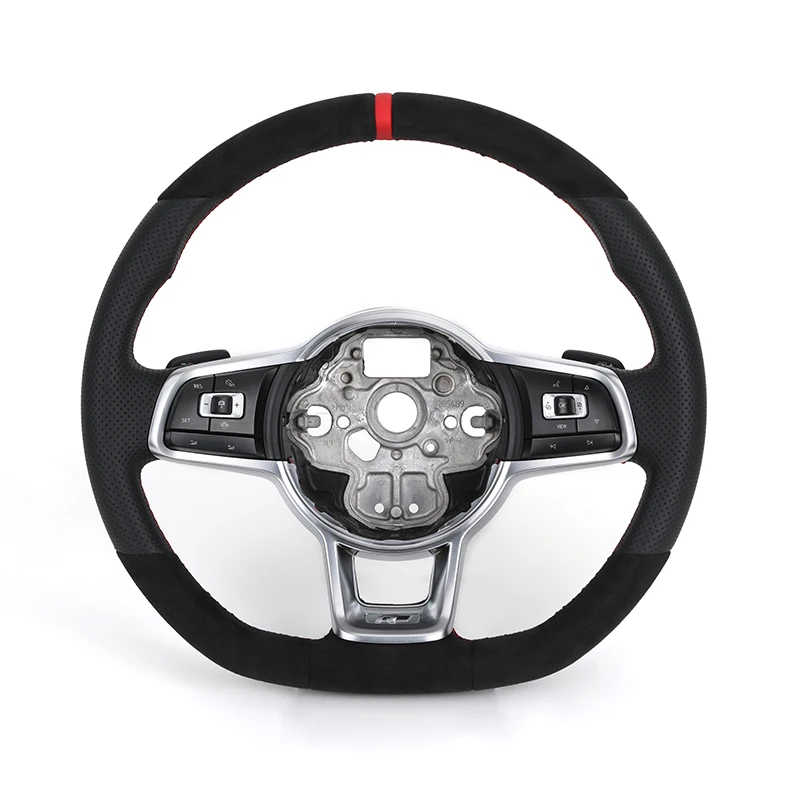 Alcantara Custom R Line Volante Leather Steering Wheel For Volkswagen ...