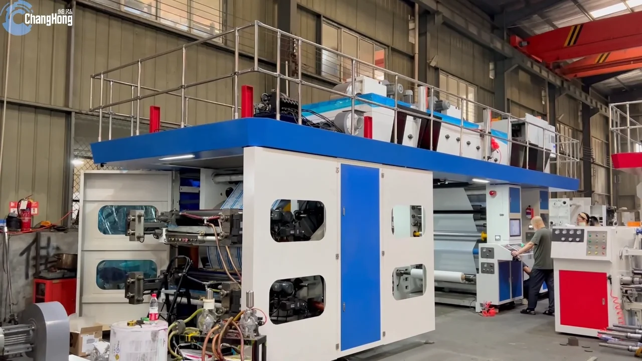 4 Color Central Drum Flexo Wide Width Printing Machine For Bopp Pet Opp ...