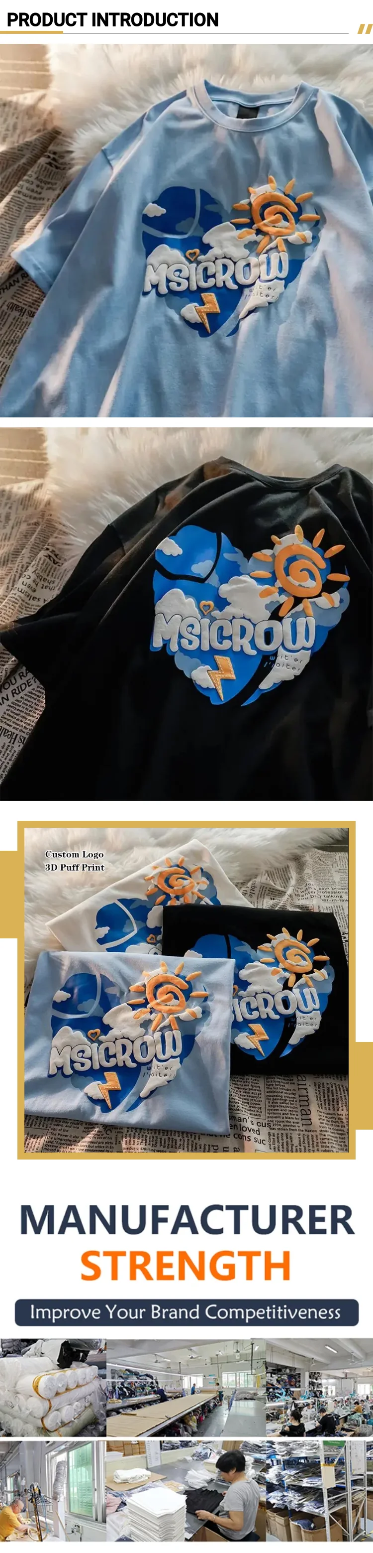 Oem 3d Puff Print Men 100% Cotton Custom Tee Heavy Weight Clothing ...