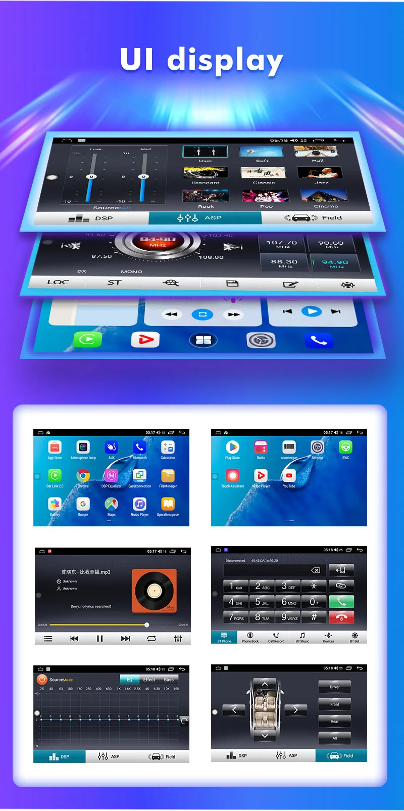 Ilnknu UIS8141E 2DIN Car Radio - 9 Inch Touch Screen Android