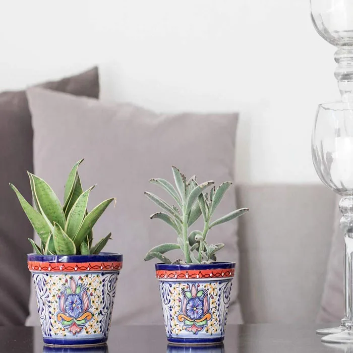 Talavera Mexican Pottery Planters - Medium & Small Cobalt