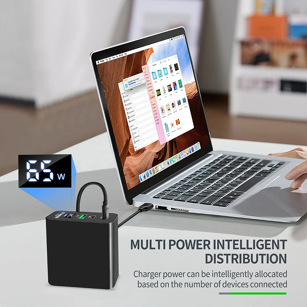 Gan Charger 65w Pd Multi-port Fast Charging Gan Wall Charger For Laptop ...
