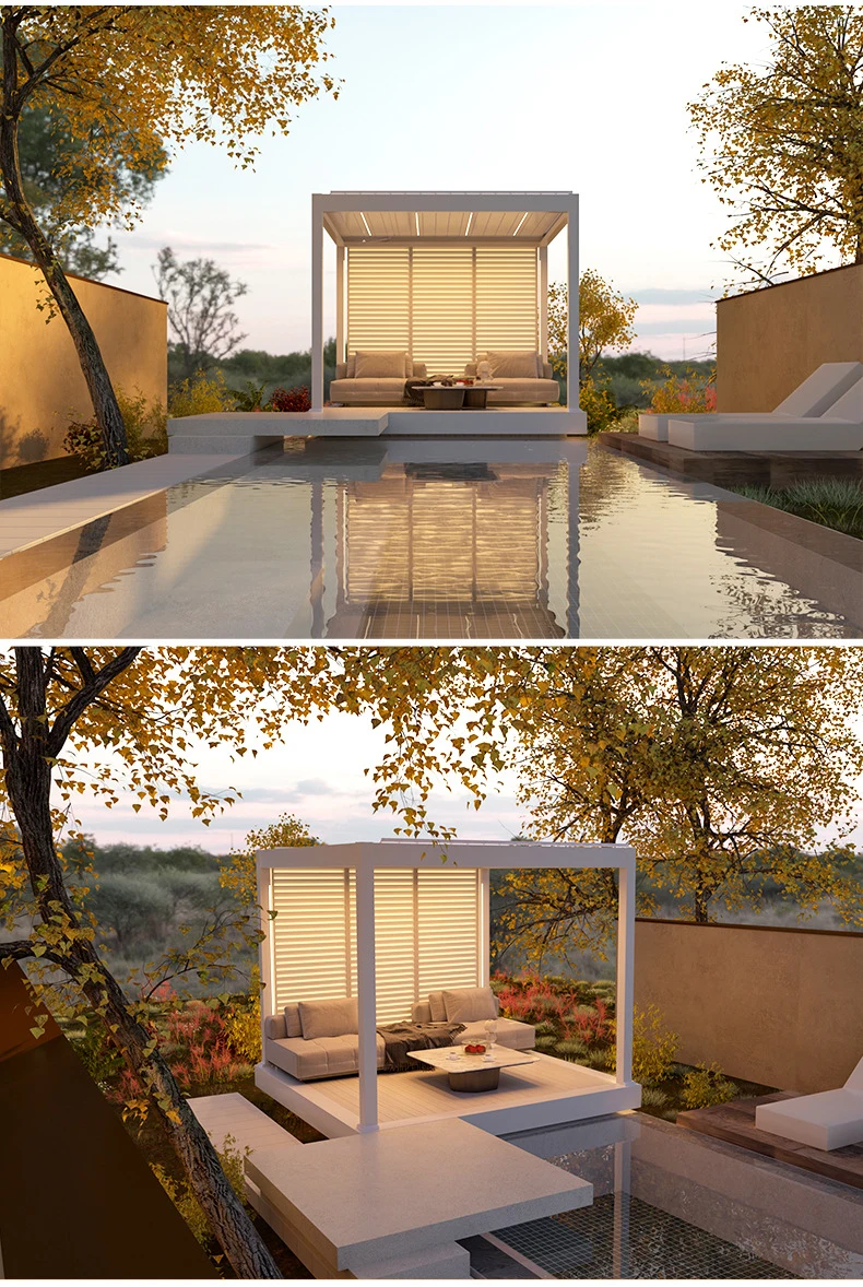 Louver Flipped Pavilion Outdoor Courtyard Villa Garden Windproof ...
