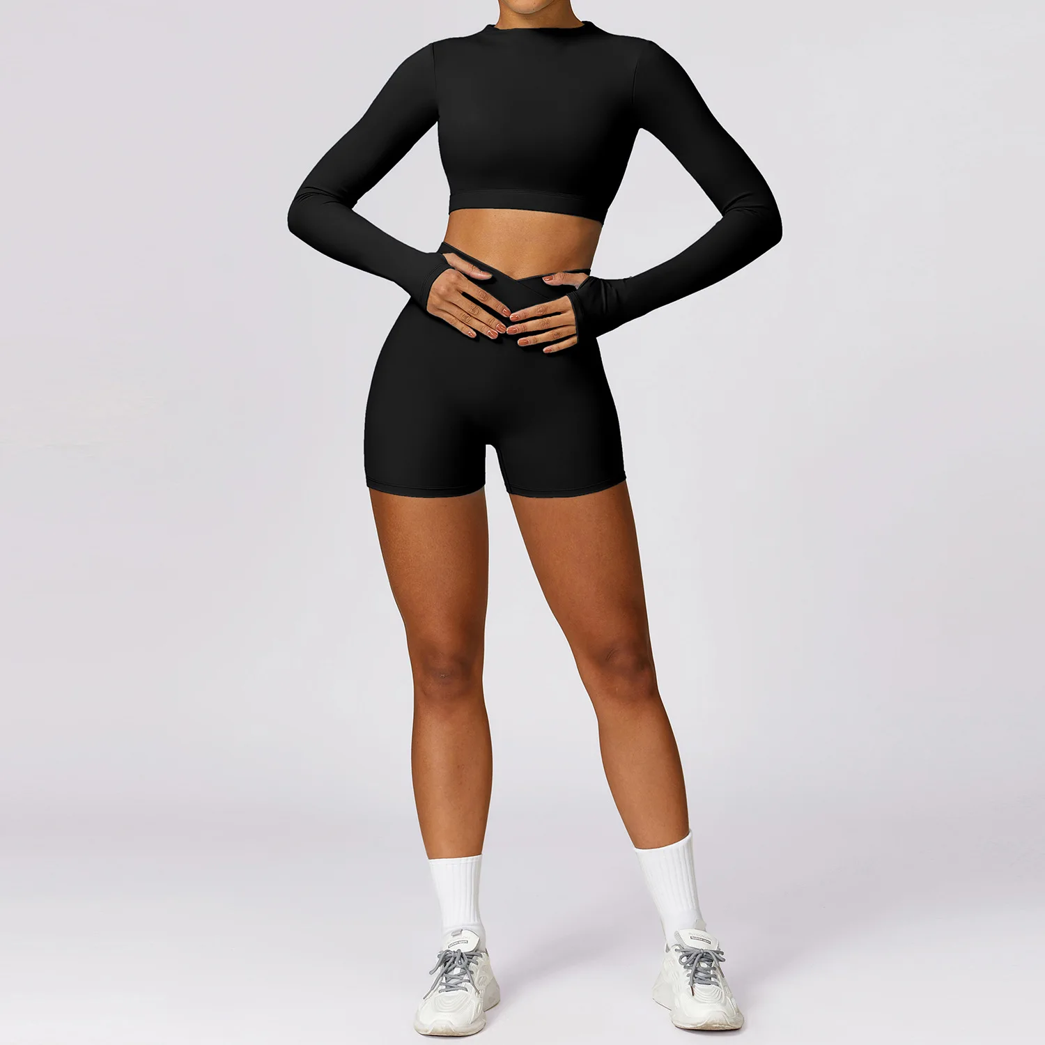 Quick Dry Beauty Back Yoga Set Long Sleeve Fitness Wear Running Tight ...