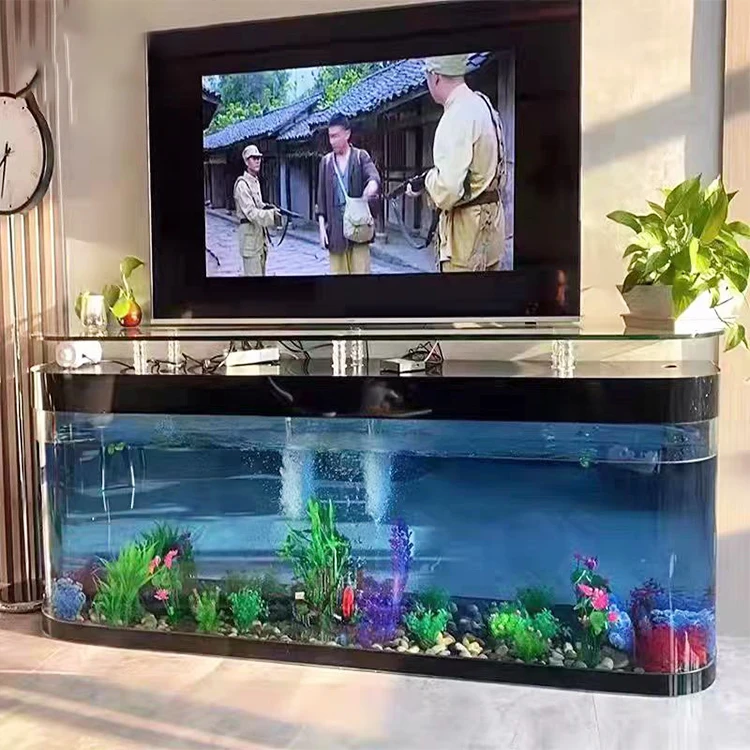 Large Rectangle Acrylic Aquarium TV Bench - Durable Glass & Plastic ...