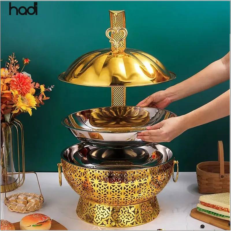 Hotel White and Gold Chaffing Dishes for Catering Buffets