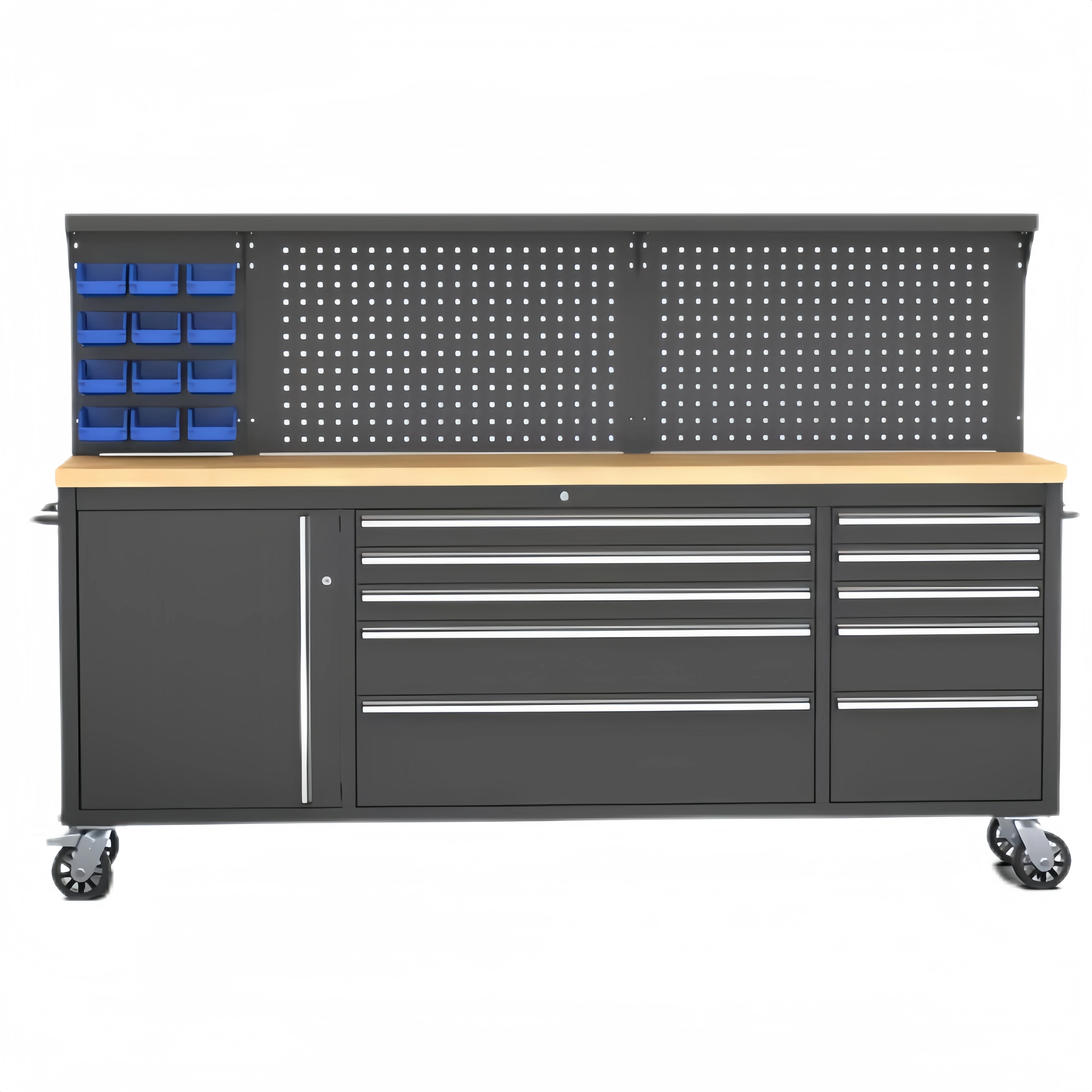 Large Lockable Storage Cabinet Mobile Workbench Tool Box With Wheels ...