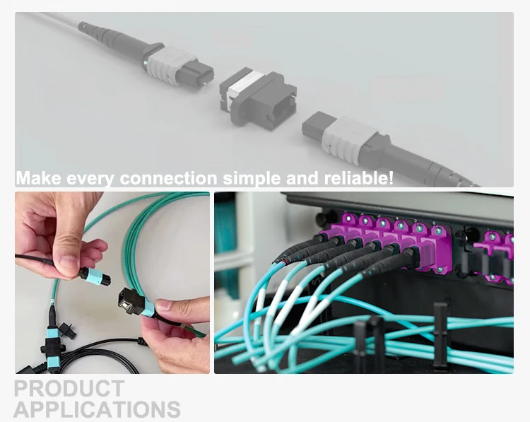 MPO MTP Violet Aqua Key Up Down Fiber Optic Adapter OM3 OM4 for Data ...