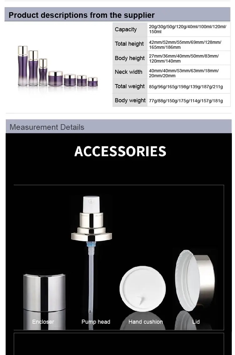 Luxury 20g 30g 50g 120g 60ml 100ml 120ml Glass Bottle Set Pump Sprayer Cream Box - Buy Glass ...