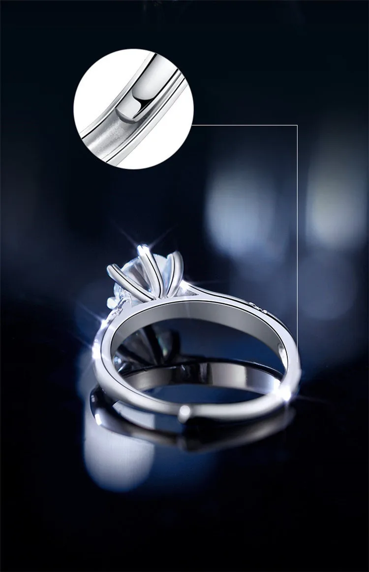 Factory Custom S925 Silver Ring 1ct Moissanite Oval Stones Wedding Ring ...