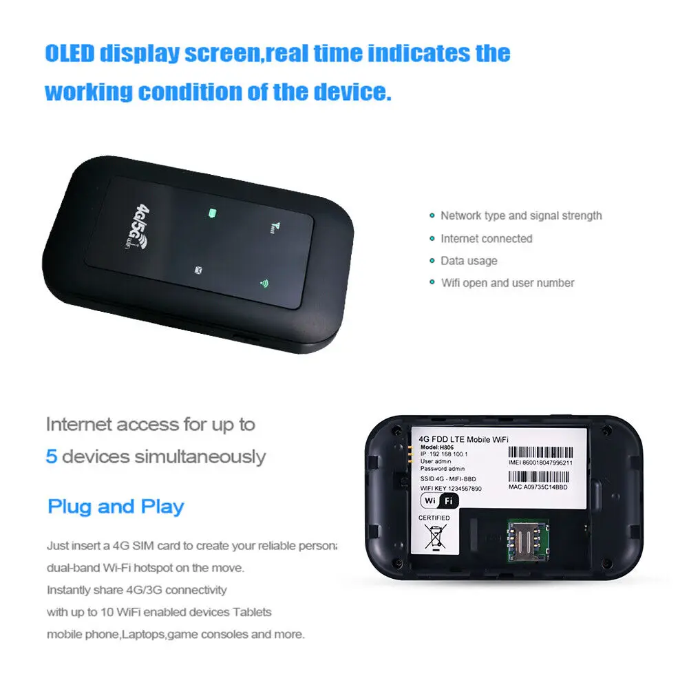 Pocket Modem Mobile Wireless Hotspot Mifis Outdoor Wifi Fdd 4g Lte ...