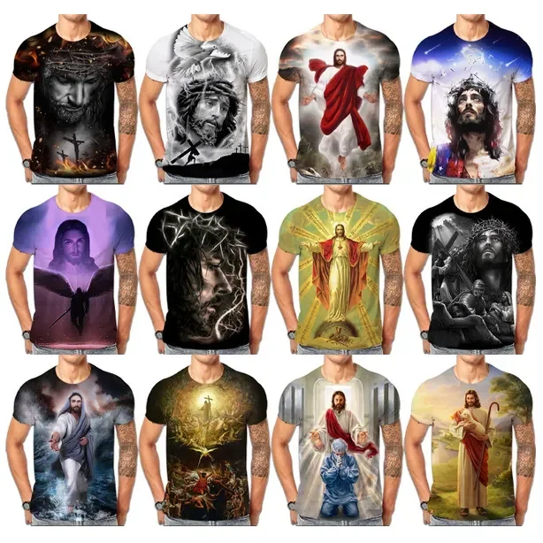 Jesus Christ T Shirt for Men 3d God Religion Print Crucifix Men's T ...