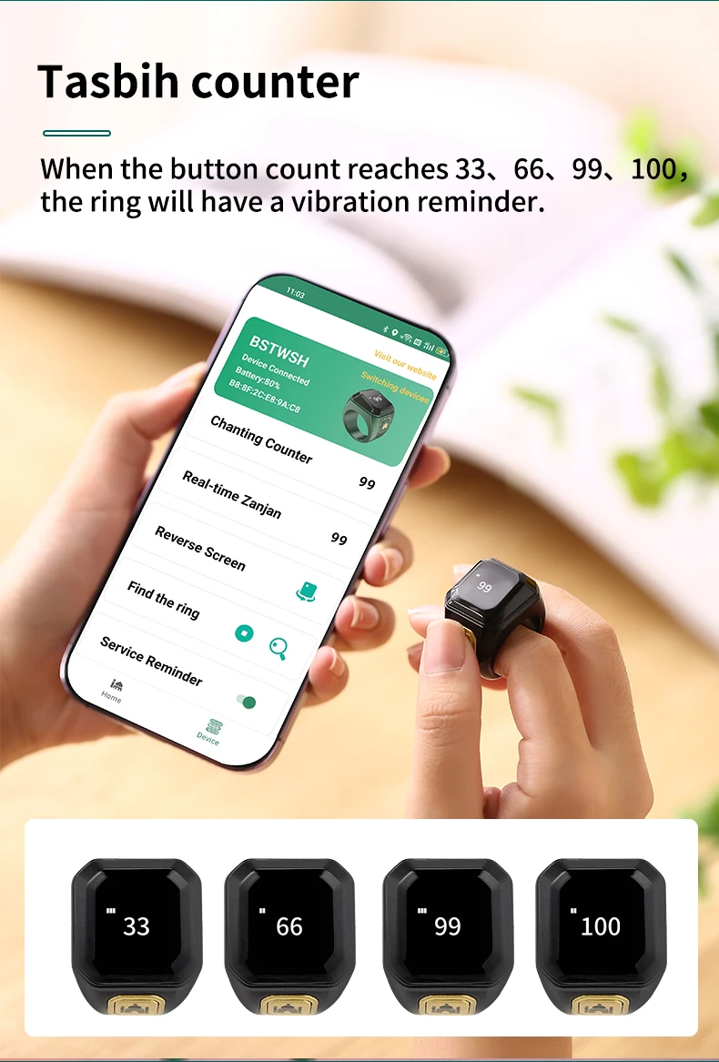 App Control Smart Tasbih Zikr Ring Muslim Plaster Metal Iqabla ...