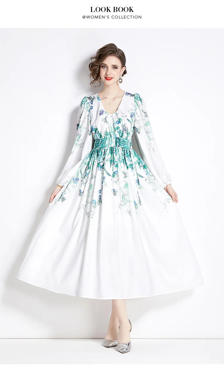 New 2024 Spring Positioning Print Elegant U-neck Fresh And Versatile ...