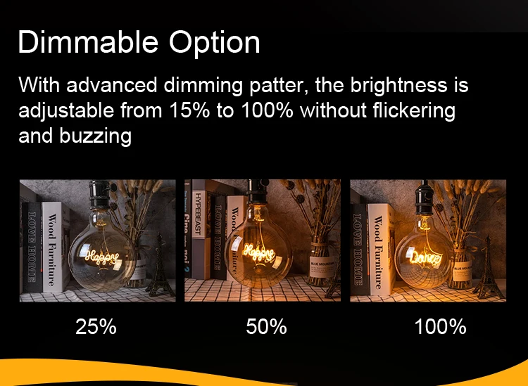 G125 1W DC4.5V Custom Led Soft Filament Bulb Love Shape Bulb Led