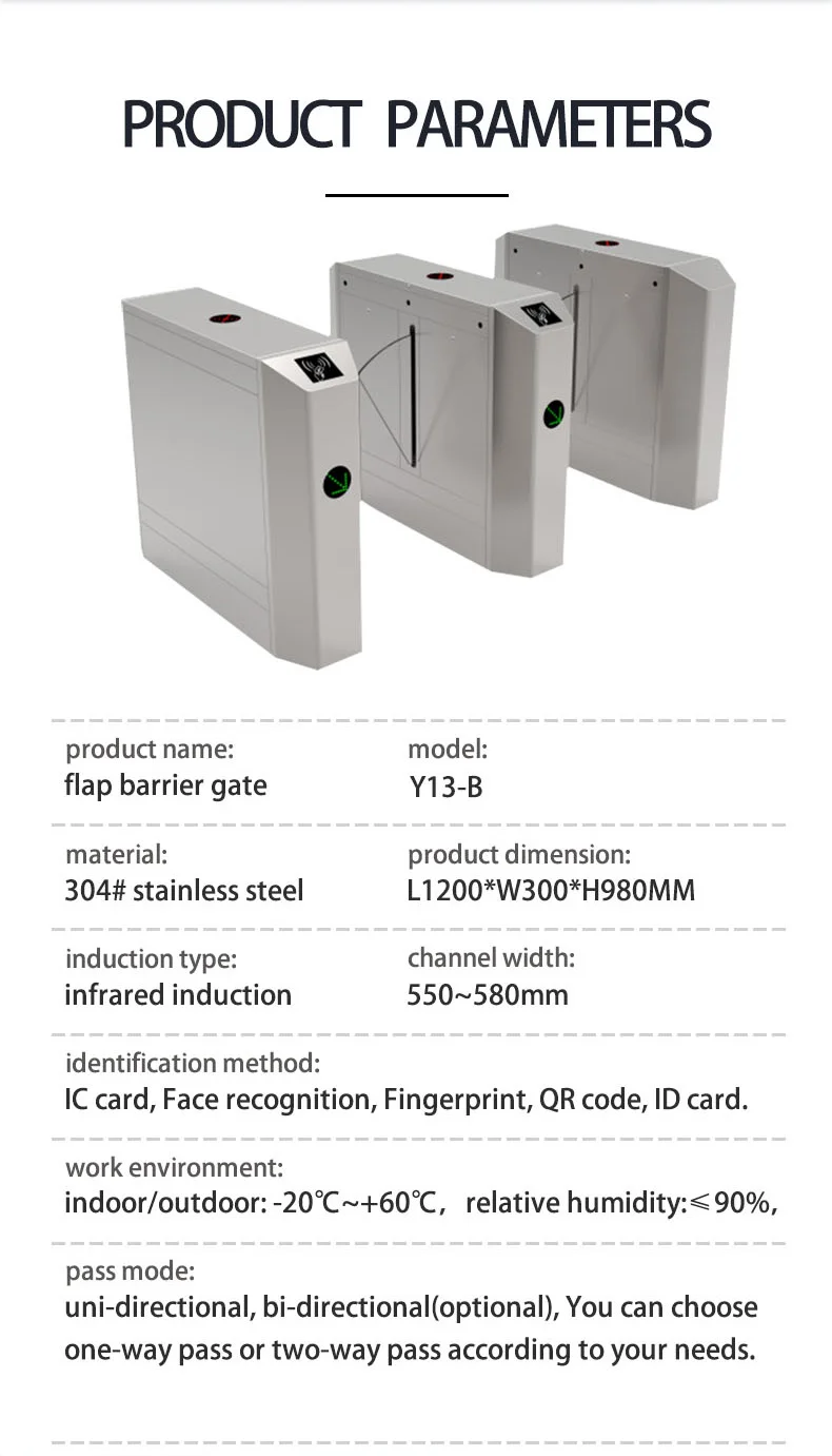 Exit Optical Flap Turnstile Gate Barrier Sus304 Retractable Acrylic ...