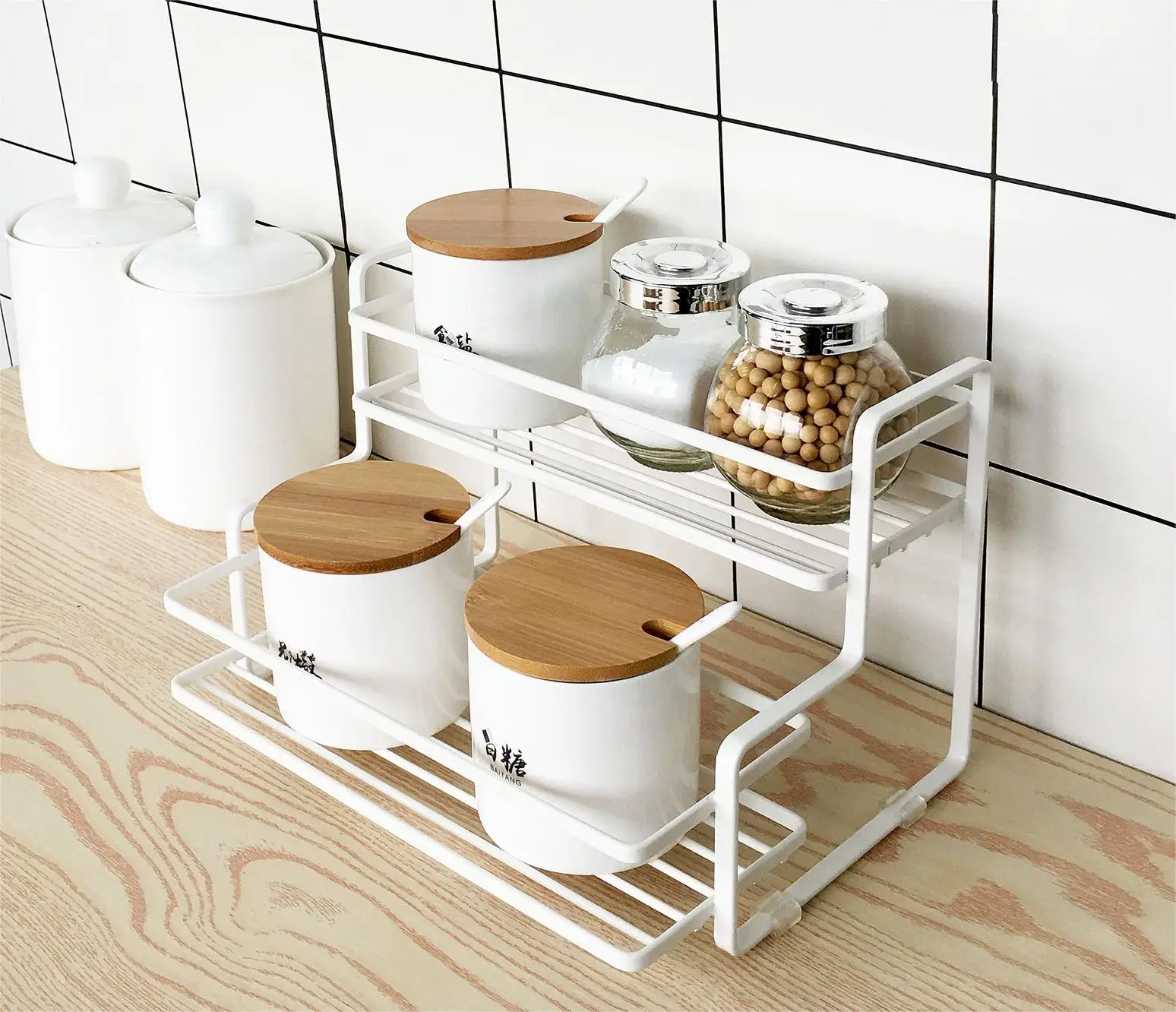 Kitchen Shelf Iron Art Seasoning Rack Household Countertop Multi-layer ...