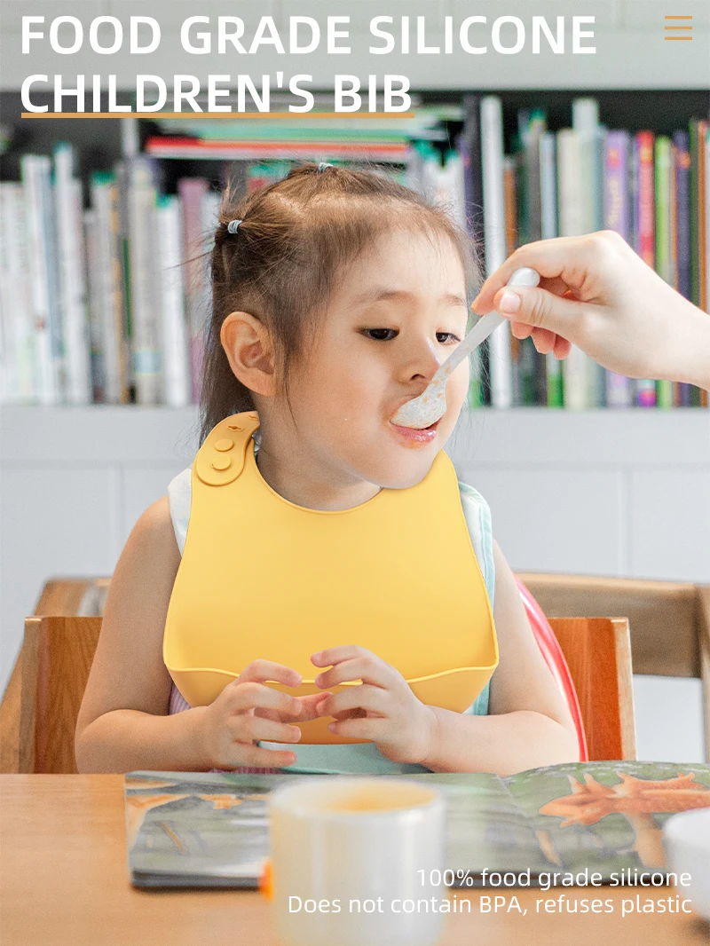 Customizable Waterproof Soft Adjustable Toddler Feeding Bib Silicone ...