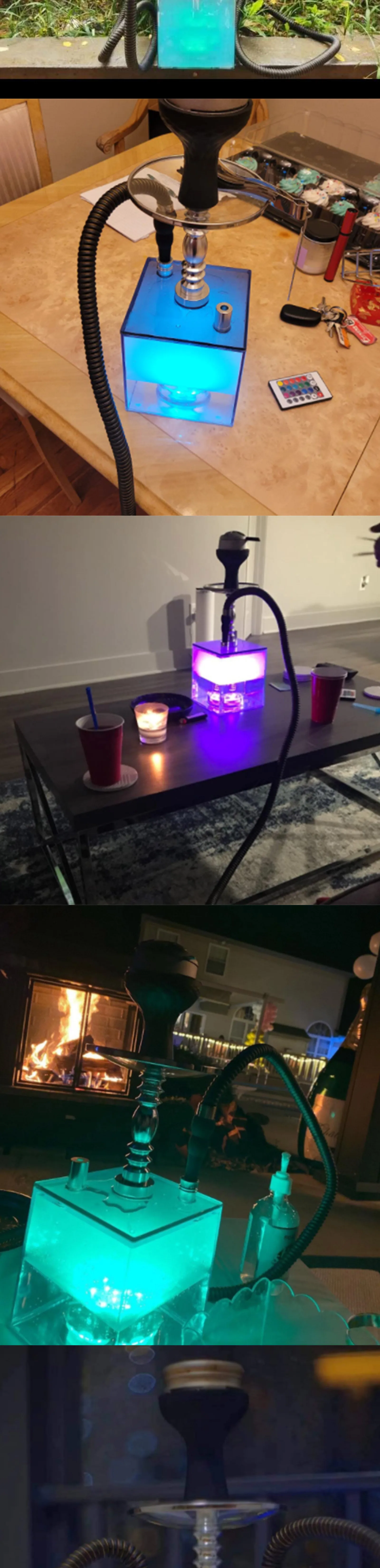 Shisha Hookah Wholesale Custom Square Acrylic Hookah Set With 2 Hose ...