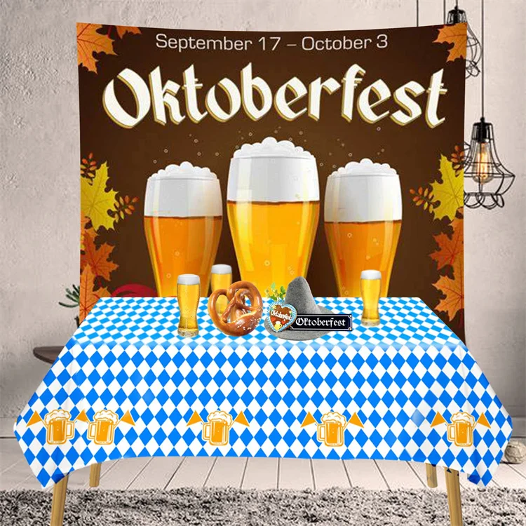 Plastic Happy Oktoberfest Bavarian Flag Table Cover Party Tablecloth ...