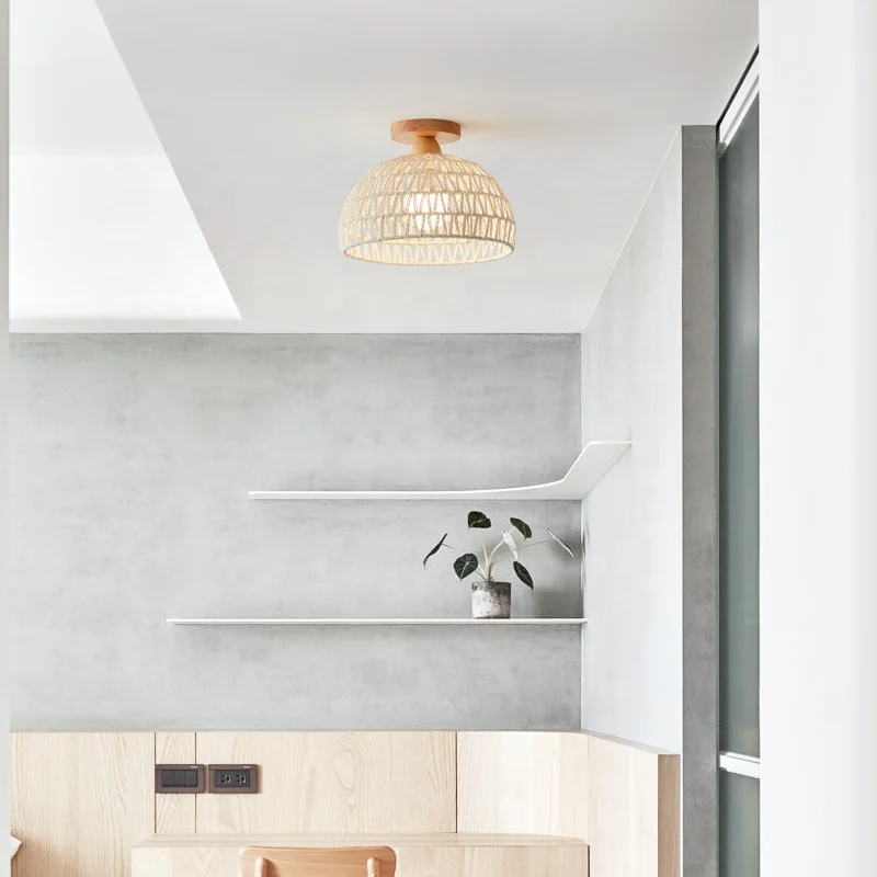 Japanese Rattan Ceiling Lights Rattan Art Retro Corridor Hallway Porch ...