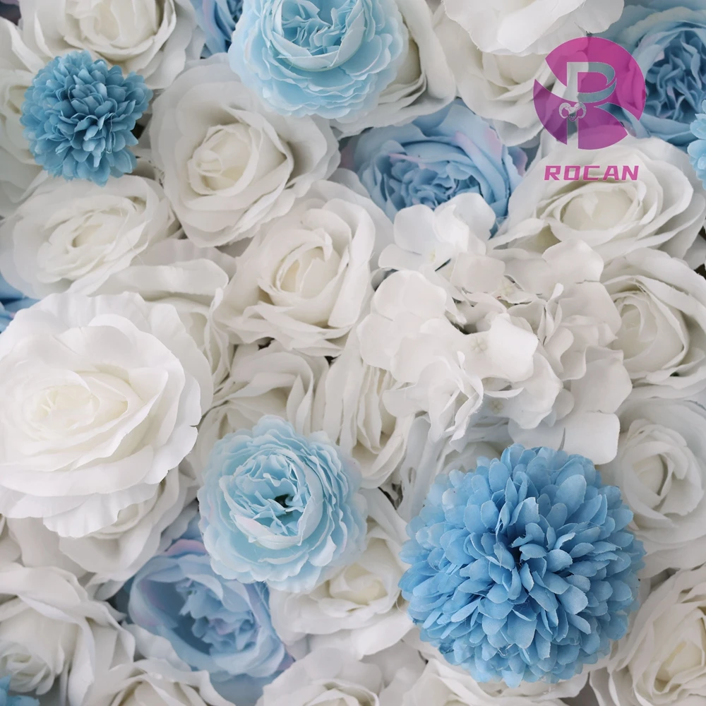 Baby Blue Flower Wall Rose Backdrop Hydrangea Flower Wall Gender Reveal ...