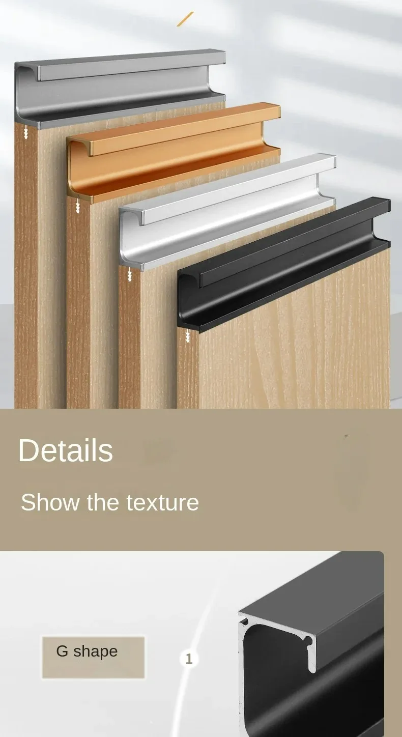 Aluminum Alloy G Profile Kitchen Cabinet Handles - Modern L-Shaped ...