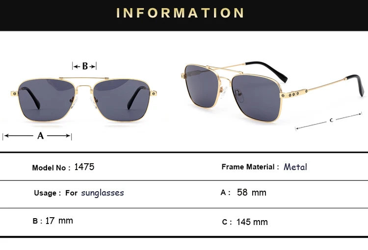 FEROCE Metal Fashion Sunglass Trendy Square Hot Sale Designer Custom ...