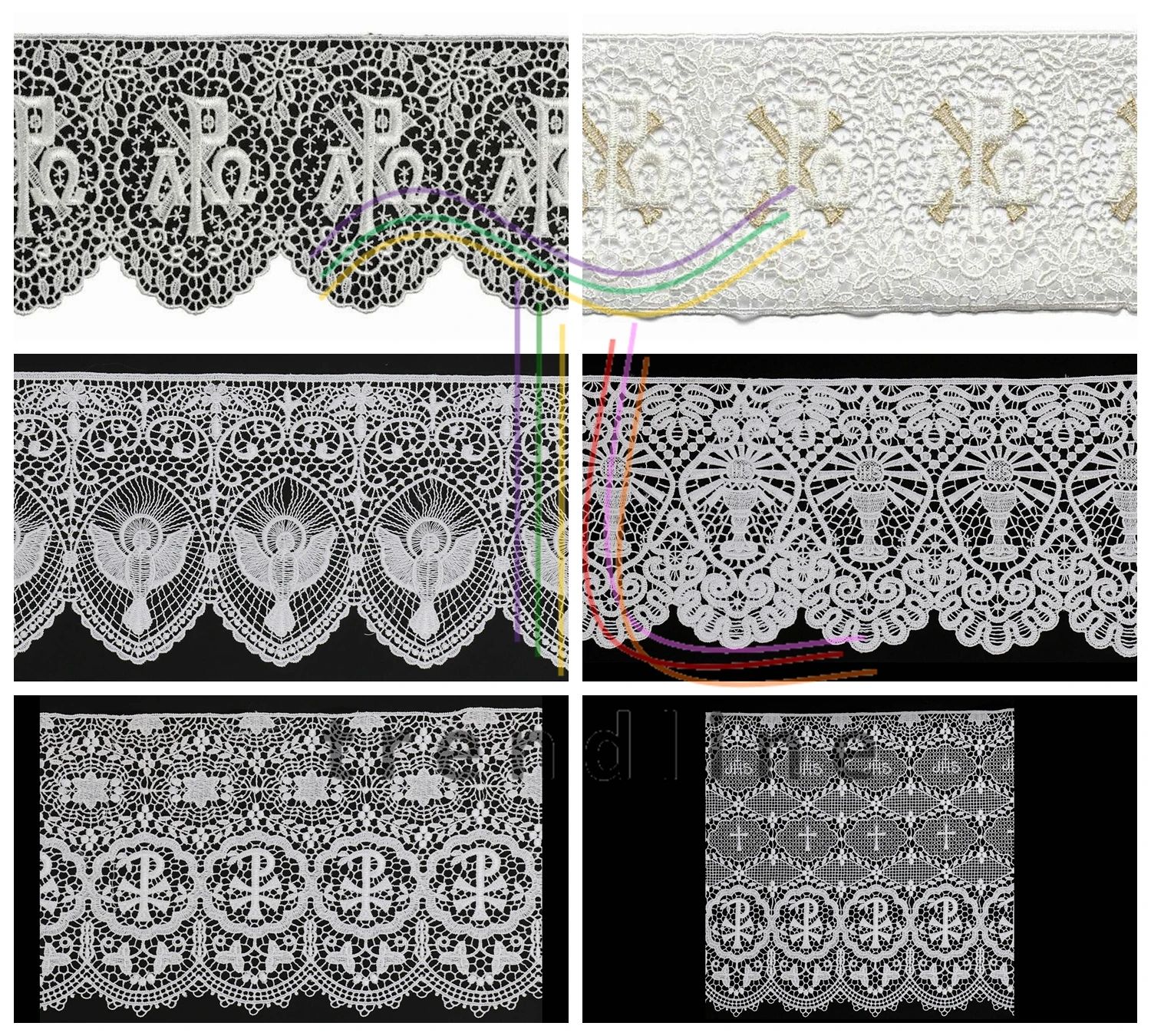 Liturgical Ecclesiastical Embroidery Cross Patterned Voile