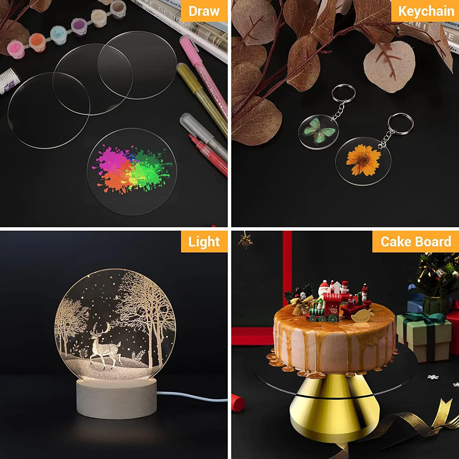 Customize Clear Plexiglass Wafer Acrylic Cake Topper Acrylic Circle ...