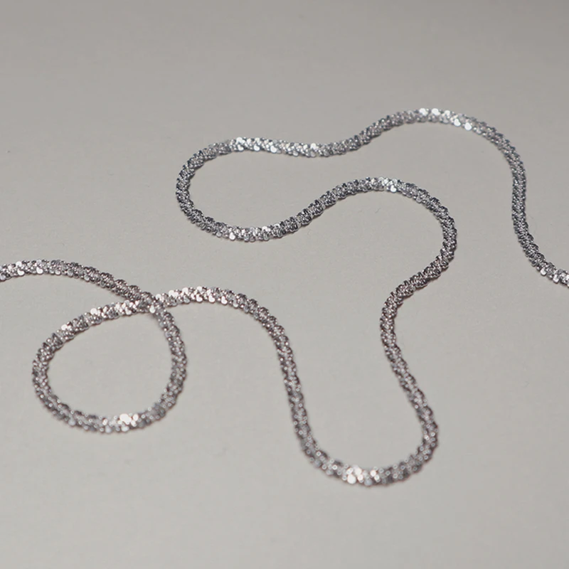 2 Sizes Shiny Thin Water Wave Chain Necklaces Starburst Fishbone Choker ...