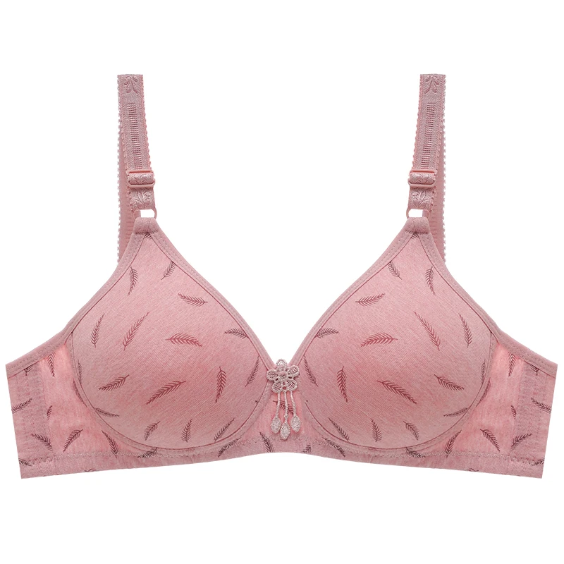 Printed traditional design middle-aged and elderly brassiere thin cup ...