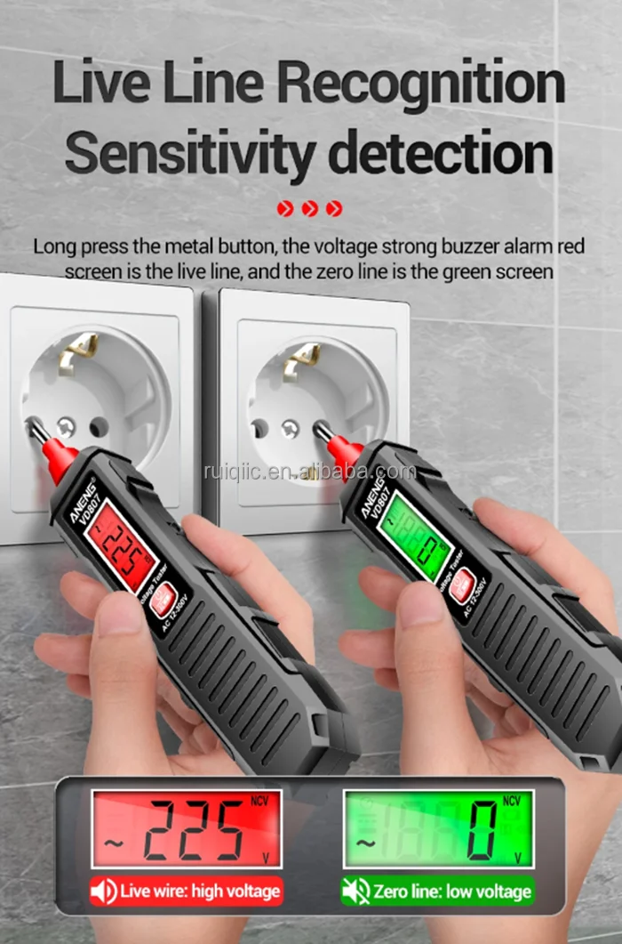 VD807 Digital Voltage Detectors Electric Tester Pen AC 24-300V Portable ...
