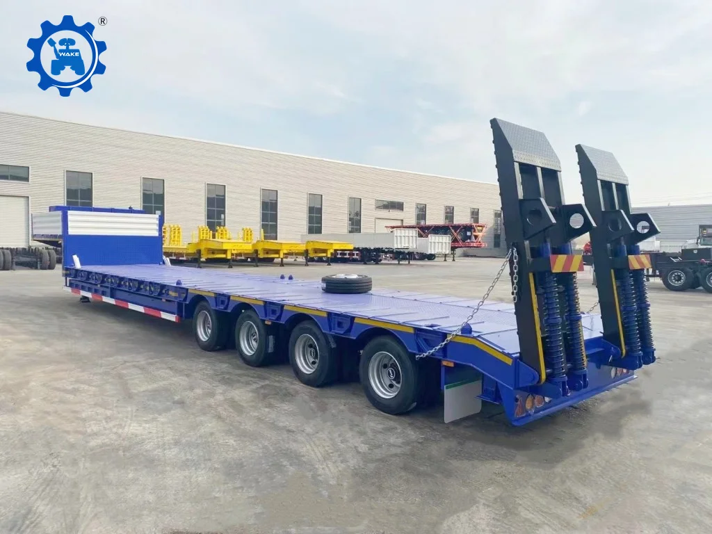 70t 3 Axle Low Bed Trailer 4 Axles Low Loader Trailer for Sale 20ft Low ...