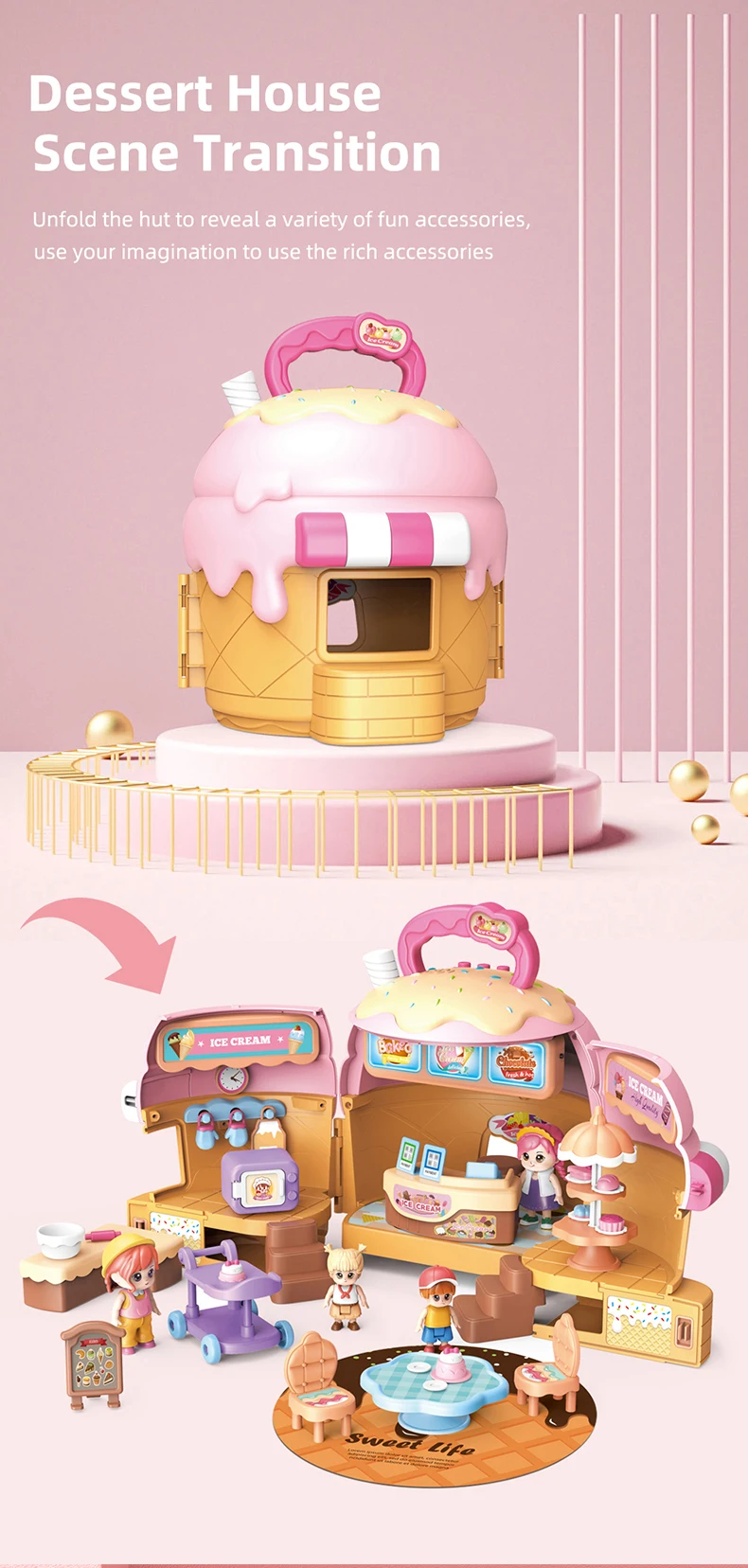 Children Pretend Funny Play Kitchen Ice Cream Shop Toy Plastic Sweet ...