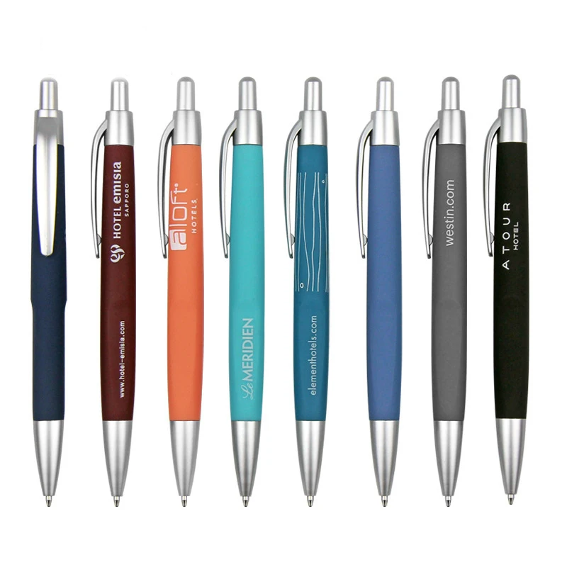 Promotional Plastic Print Frost Sprayed Pens Retractable Soft Rubber ...