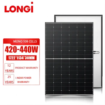 Longi Solar Panels Pv Modules Hi-mo X6 Lr5-54hth 420-440w Hpbc Technology Black Frame Mono ...