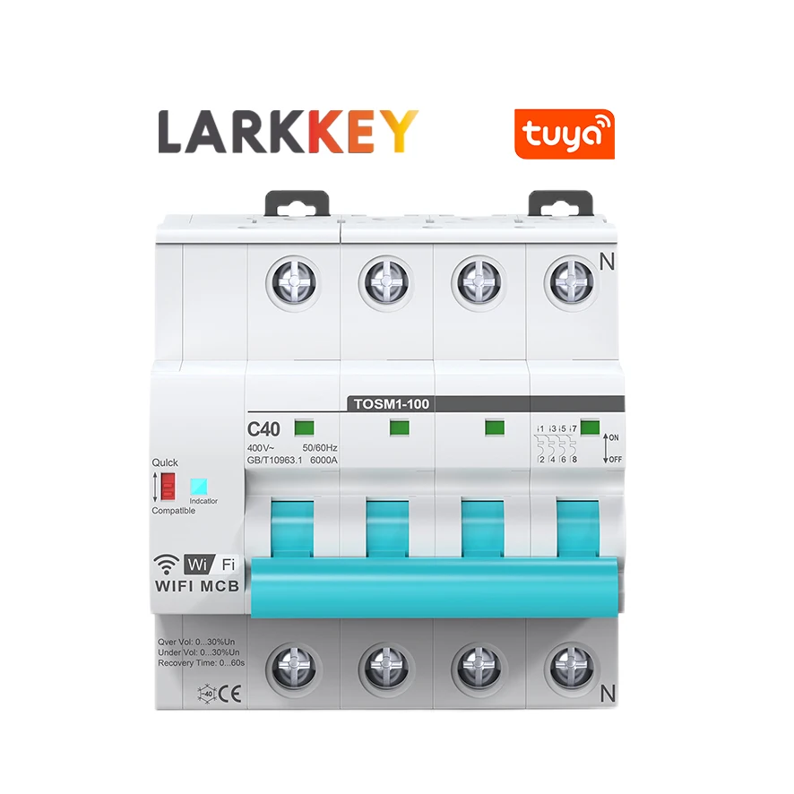 Tuya smart breaker mcb 3 phase wifi smart circuit breaker 4 pole 40 ...