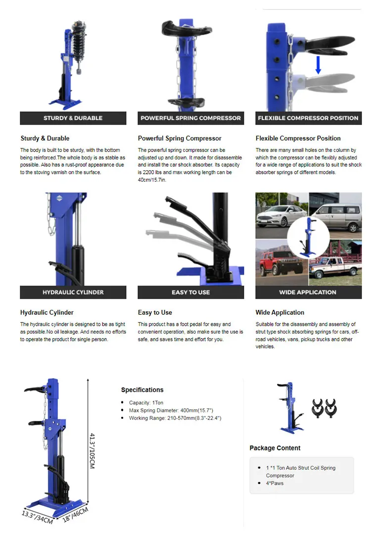 Portable Hydraulic Automotive Strut Coil Mechanical Spring Compressor ...