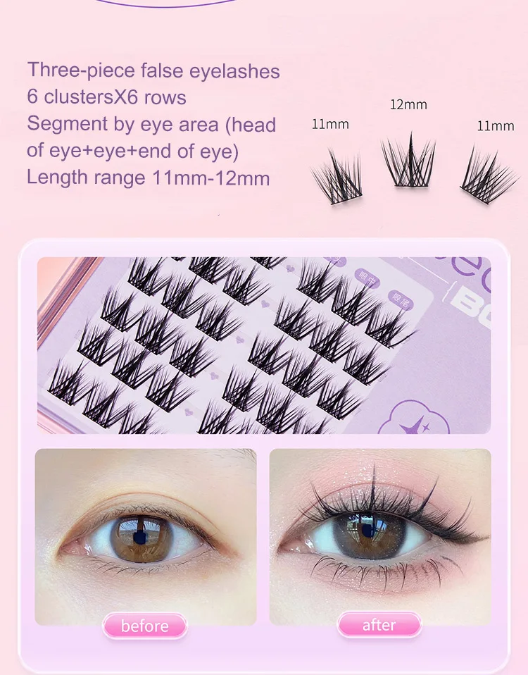 3 Steps-finished Diy False Eyelashes Segmented Simulation Of Thick ...