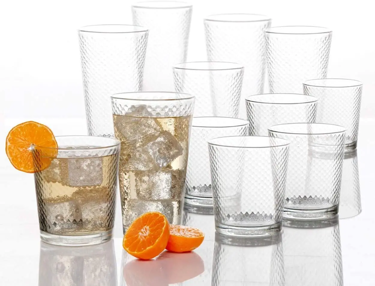 12 Piece Glassware Set Highball Drinking Glasses & Whiskey Cups ...