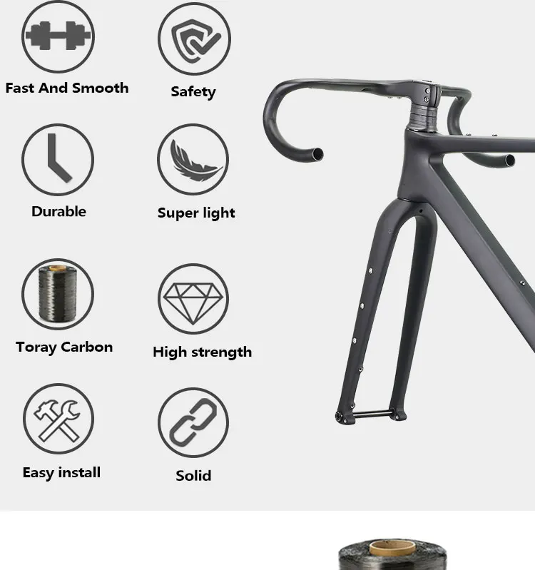 T1100 Toray Carbon Fiber Gravel Bike Frame - Lightweight & Durable