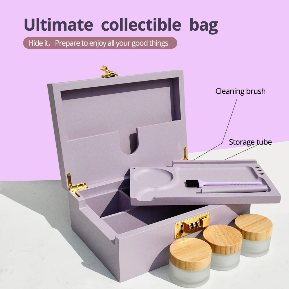 Youlike 2024 Premium Modern Luxury Natural Bamboo Purple Stash Box ...