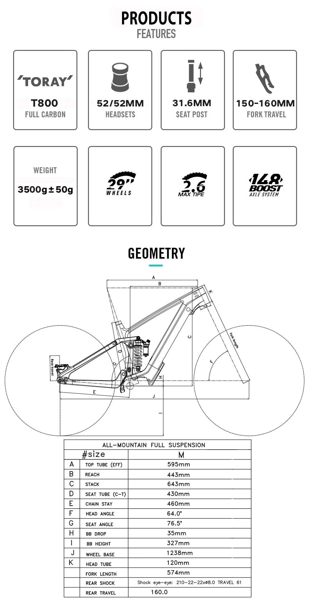 New Design Full Suspension Frame T800 Full Carbon Fiber Dual Suspension ...