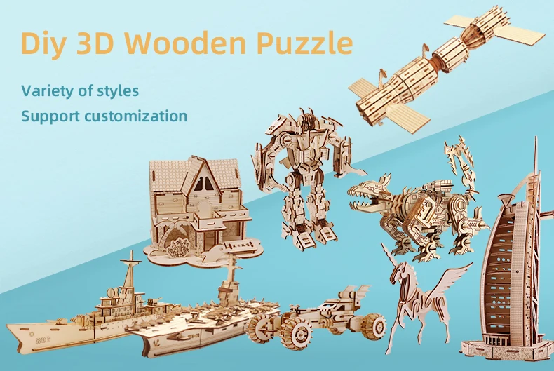 Laser Cut Self-Assembly 3D Wooden Puzzle Model Kits DIY