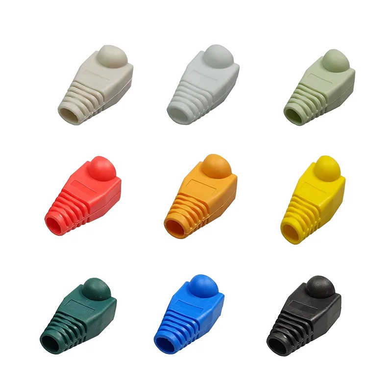 9-Color RJ45 Ethernet Network Cable Relief Strain Boot Cap with ABS ...