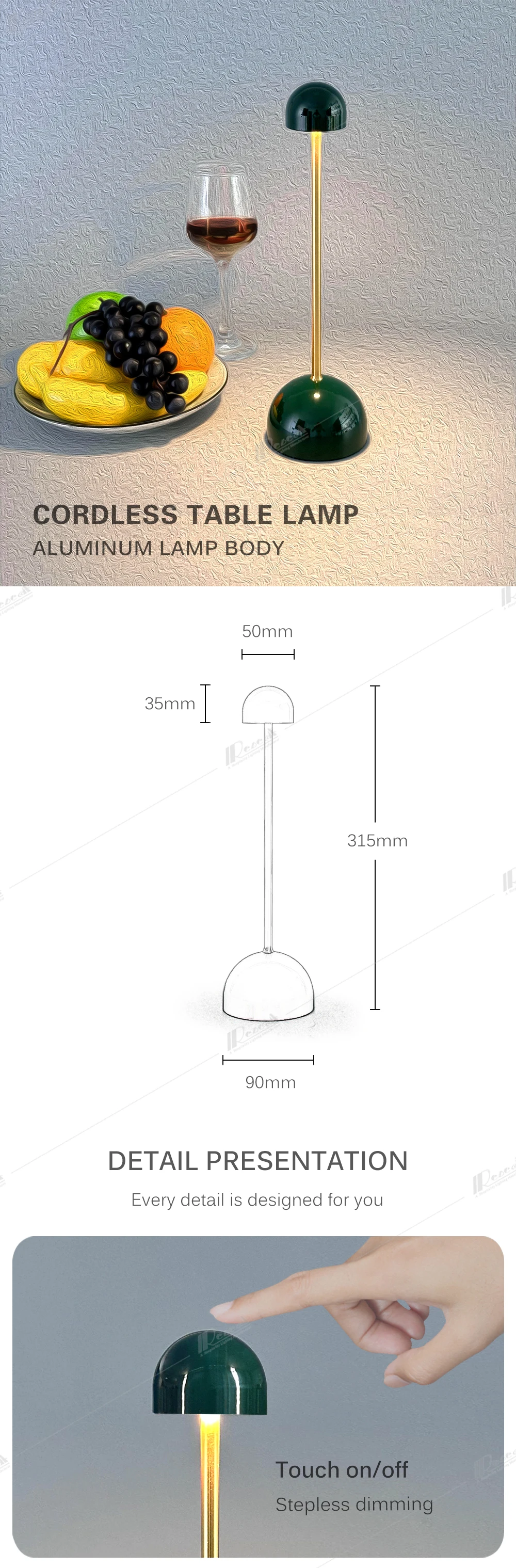 Wireless Rechargeable Led Cordless Desk Lamp Customizable Usb ...
