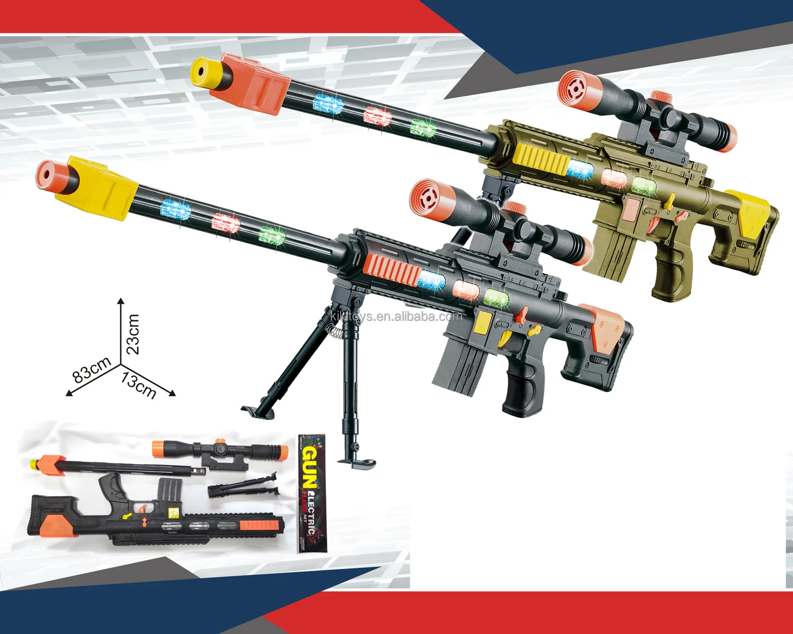 83CM Submachine Electric Toy Gun; Sound Light Vibration Gun Toy;Battery ...