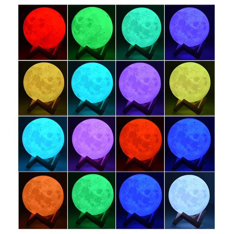 3d Moon Lamp 16 Colors Moon Touch Light With Remote Control Usb ...